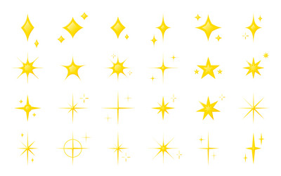 Star space magic editable stroke black line set Vector Image
