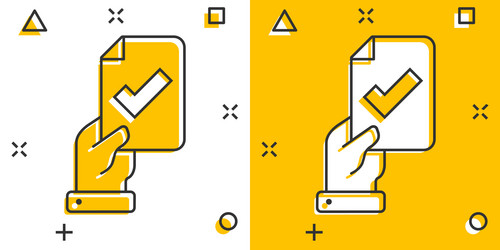 People hand with check mark icon in comic style Vector Image
