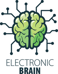 Logo brain and electrical wires Royalty Free Vector Image