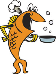 Cartoon chef fish characters Royalty Free Vector Image