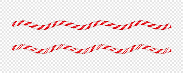 Christmas candy cane straight line border with red