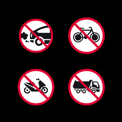 Prohibited signs forbidden round stickers set Vector Image