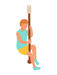 Woman doing rope climbing exercise for sport Vector Image