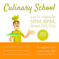 Cooking school banner template lets cook Vector Image