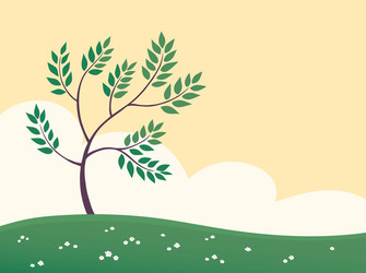 Cute spring landscape with fields and Royalty Free Vector