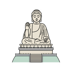 Landmark hong kong building icon set isolated Vector Image