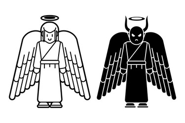 Devil angel icon set Royalty Free Vector Image