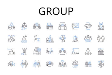 Group line icons collection pair crowd team Vector Image