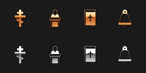 Set church pastor preaching christian cross Vector Image