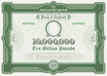 Fictitious ten million dollar treasury bond frame Vector Image