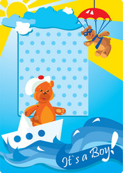 Border template with boys at night landscape Vector Image