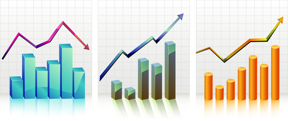 Business graph with arrow Royalty Free Vector Image
