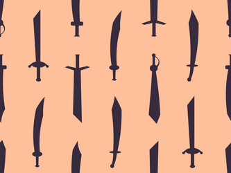 Curved swords seamless pattern silhouettes Vector Image