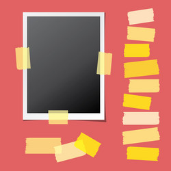 Realistic photo frame with collection sticky Vector Image