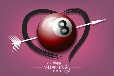 Happy valentines day billiard ball and heart Vector Image