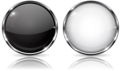 Gold and silver round chrome frame on transparent Vector Image