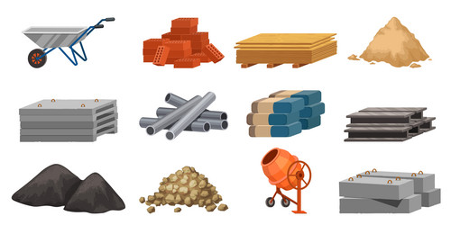 Building materials heaps construction material Vector Image