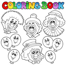 Coloring book with happy clown 9 Royalty Free Vector Image