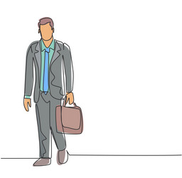 Urban commuter worker concept one single line Vector Image