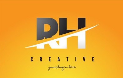 Rh r h letter modern logo design with yellow Vector Image