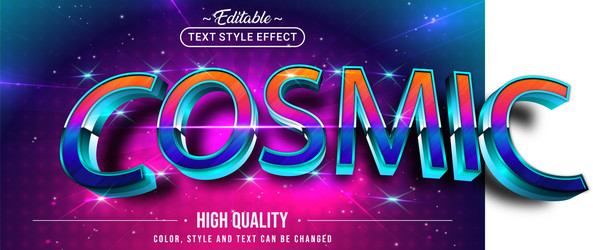 Editable text style effect - cosmic space text Vector Image