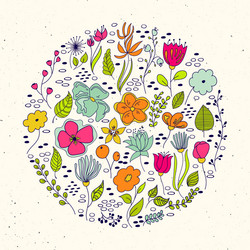 Floral circle doodle frames circular laurel Vector Image