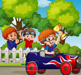 Happy school children stand Royalty Free Vector Image