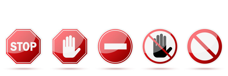 Red stop sign isolated hand signs Royalty Free Vector Image