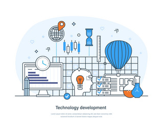 Technology development research process and Vector Image