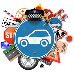 Road signs with car parts Royalty Free Vector Image