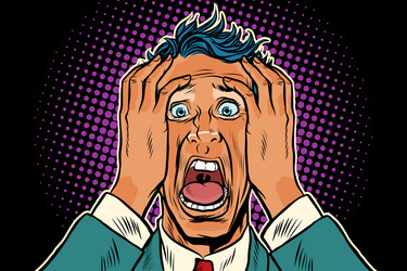 Horror fear background hands and frightened face Vector Image