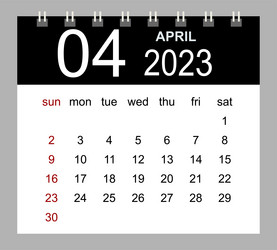 April 2023 monthly calendar template Royalty Free Vector