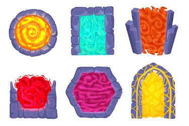 Cartoon portals set Royalty Free Vector Image - VectorStock