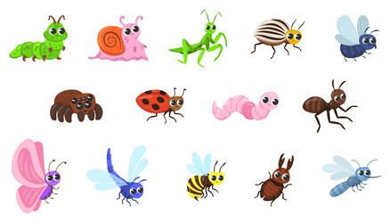Cartoon insect set Royalty Free Vector Image - VectorStock