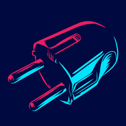 Electrical power plug line pop art potrait logo Vector Image