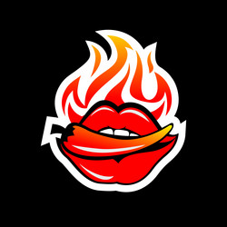 Hot chili lips logo design Royalty Free Vector Image