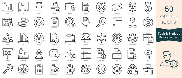 Set of task and project management icons thin Vector Image