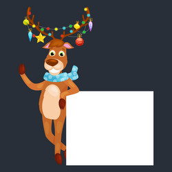 Cartoon santa claus with seven reindeers Vector Image