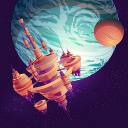 Future space station or starship cartoon Vector Image