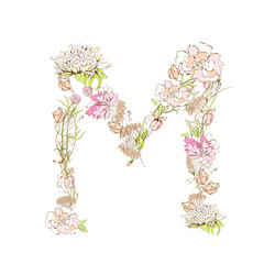Hand drawn floral a monogram and logo Royalty Free Vector