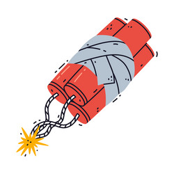 Dynamite red stick with fuse as explosive and Vector Image