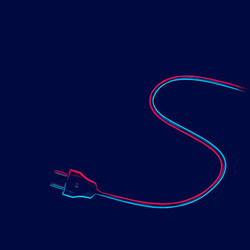 Electrical power plug line pop art portrait logo Vector Image