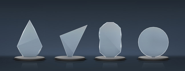 Clear glass trophy awards isolated set glossy Vector Image