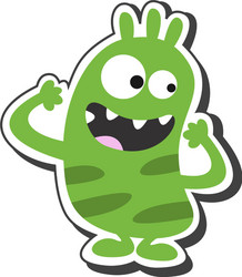 Funny cartoon little green alien saluting Vector Image