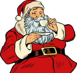 Santa claus with a hot tea and cookies Royalty Free Vector