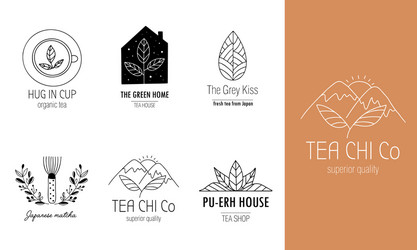 Hand drawn tea logo in doodle style Royalty Free Vector