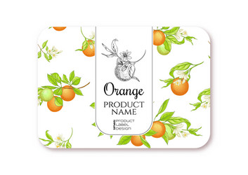 Orange ripe citrus template for product label Vector Image