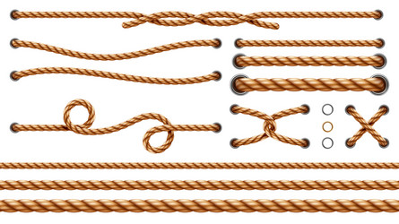 Set isolated hanging ropes with tassels Royalty Free Vector