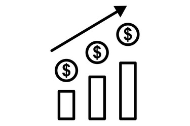 Stock market chart icon with dollar Royalty Free Vector
