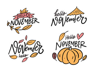 Hello november calligraphy Royalty Free Vector Image